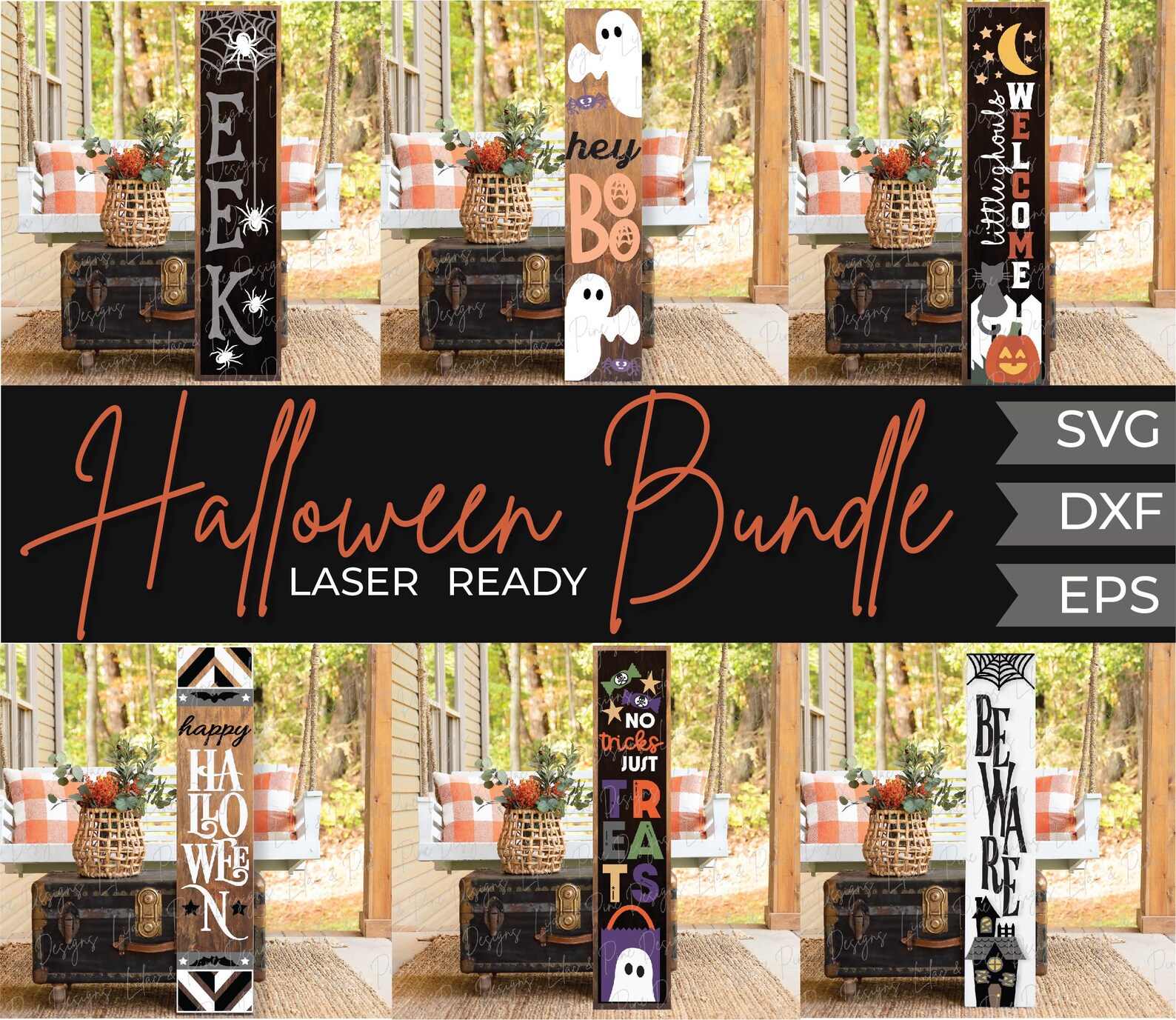 Halloween Welcome Sign Bundle Halloween Porch Sign Halloween - Etsy