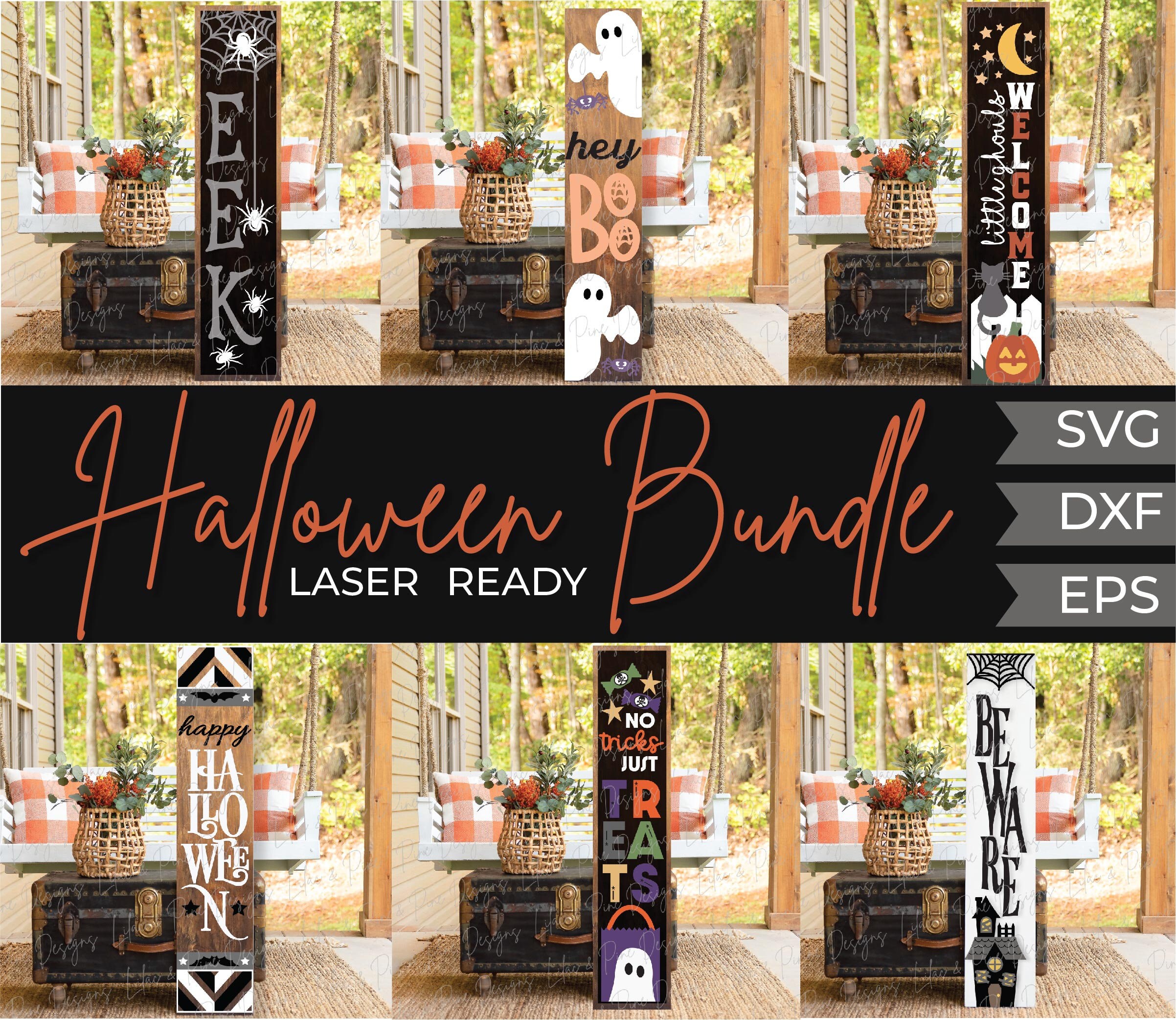 Halloween Welcome Sign Bundle Halloween Porch Sign Halloween - Etsy