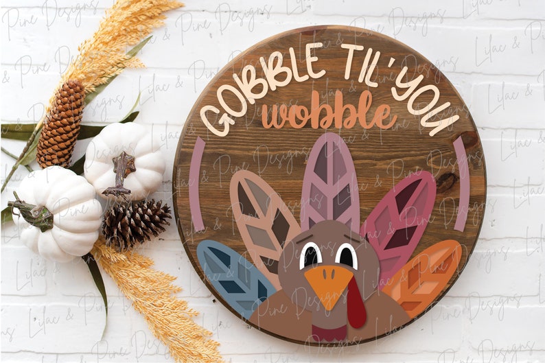 Thanksgiving Door Hanger SVG Gobble Til You Wobble Sign SVG - Etsy