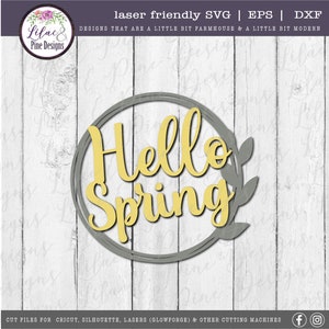 Hello Spring SVG, Spring Floral Decor SVG, Wreath Svg, Flower SVG ...