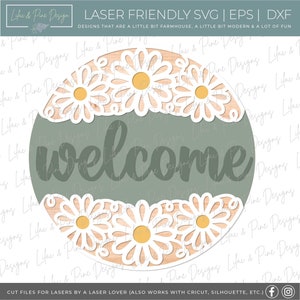 Daisy Welcome Sign SVG, Daisy Hello, Summer Floral Door Hanger SVG ...