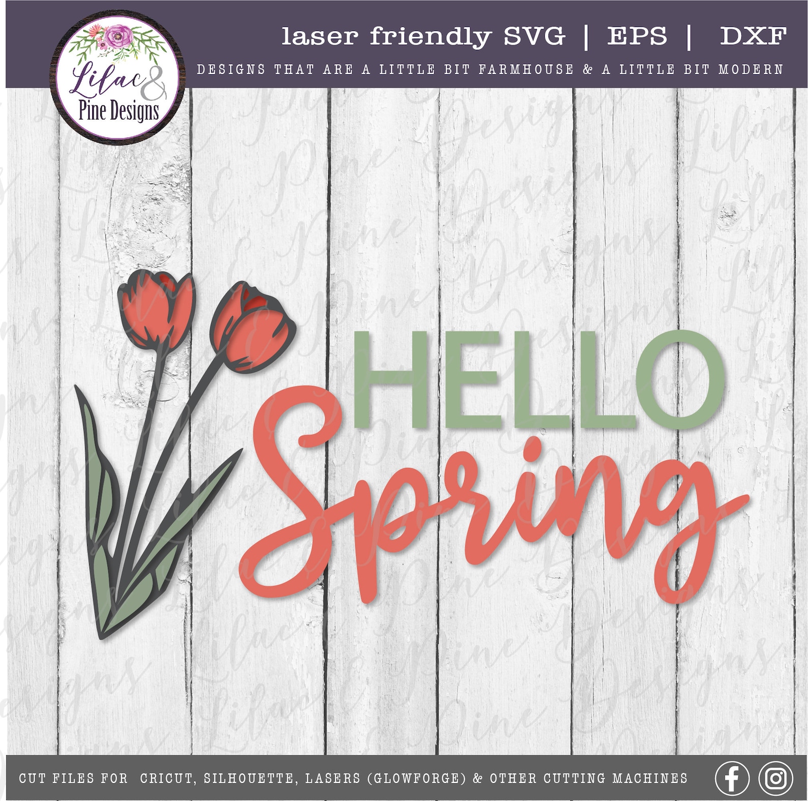 Hello Spring Sign SVG Spring Floral Decor SVG Tulip Svg - Etsy