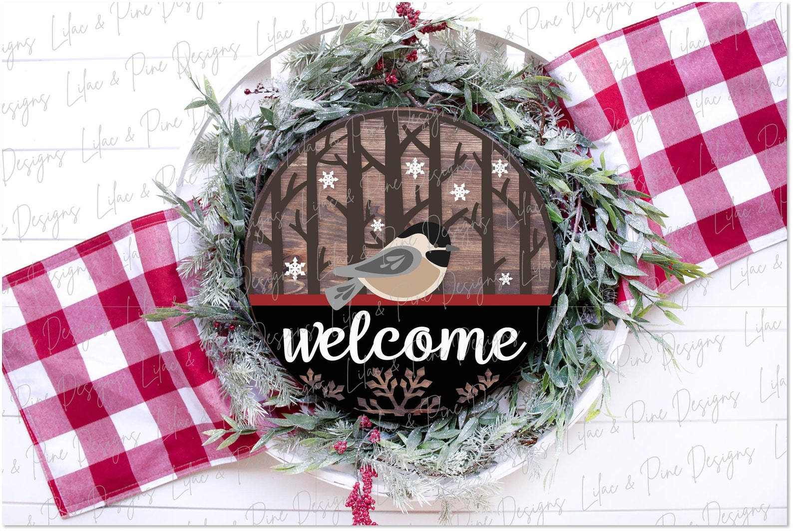 Chickadee Welcome SVG Winter Welcome Sign SVG Christmas Door - Etsy