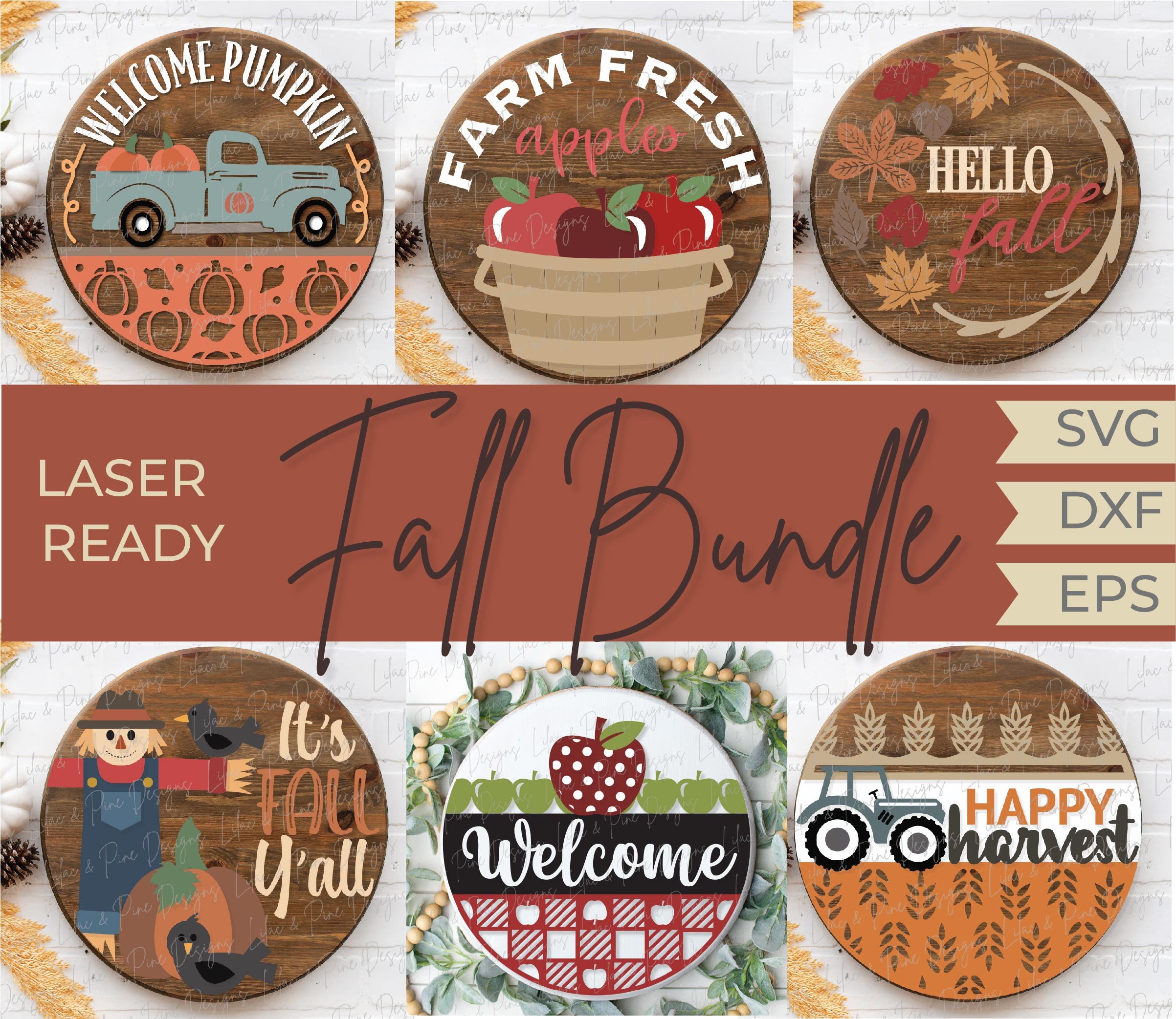 Fall Welcome Sign Bundle Fall Door Hanger Bundle SVG Apple - Etsy