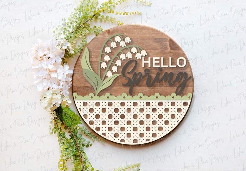 Spring Welcome Sign SVG Hello Spring Door Hanger Floral - Etsy
