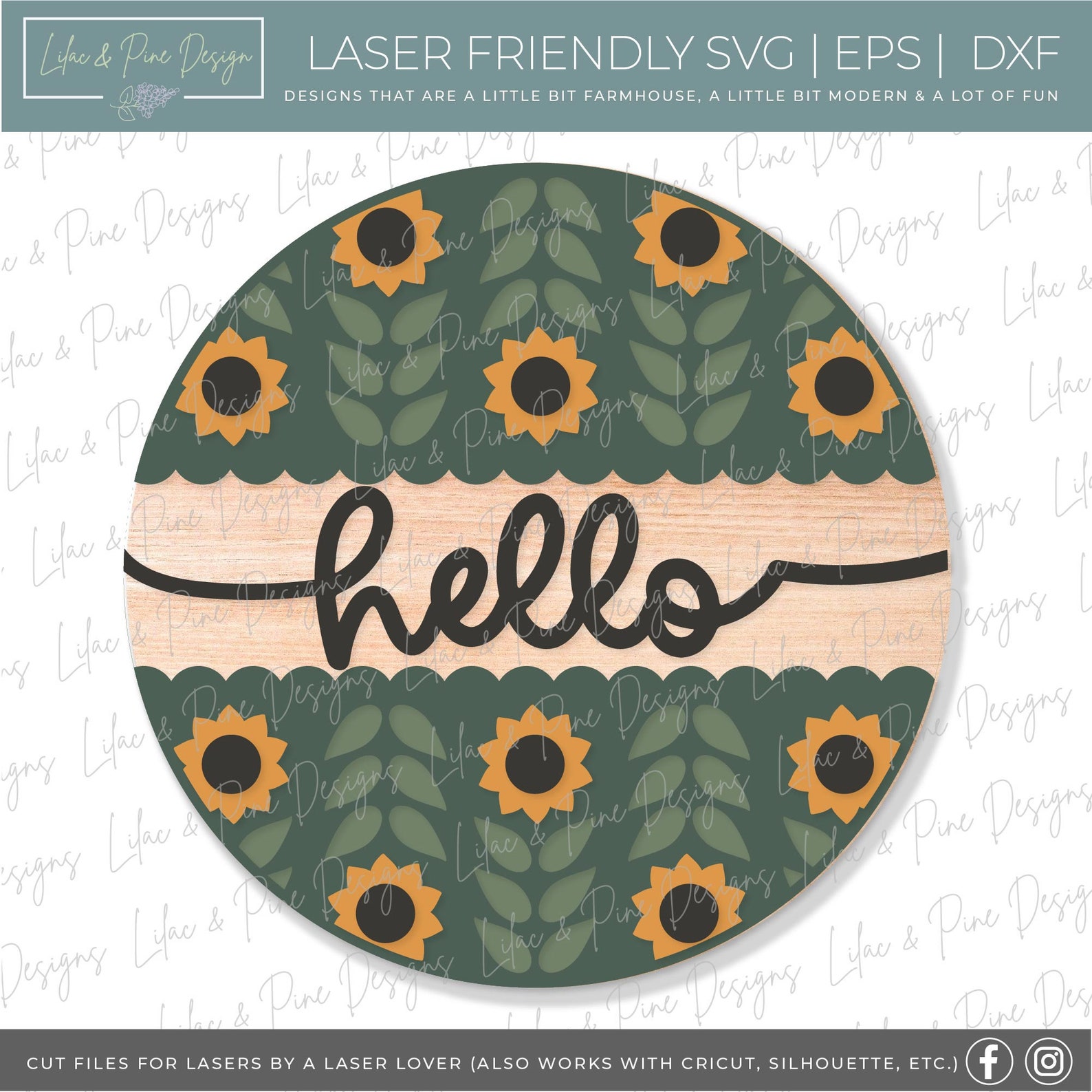 Hello Sunflower Door Hanger SVG Sunflower Welcome Sign SVG - Etsy