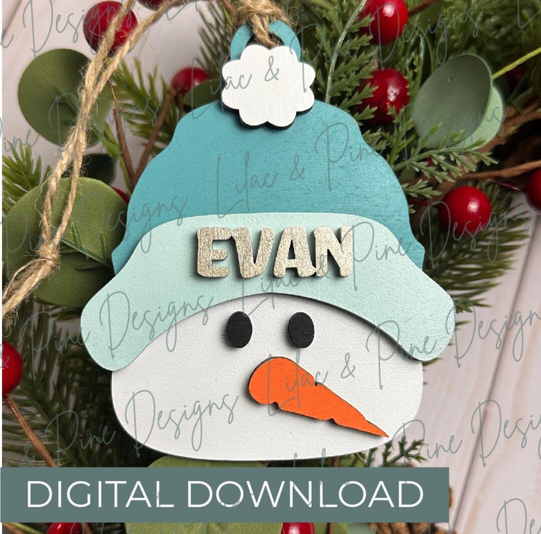 Christmas Ornament SVG, Snowman Name Ornament SVG, Ornament Kit Svg ...