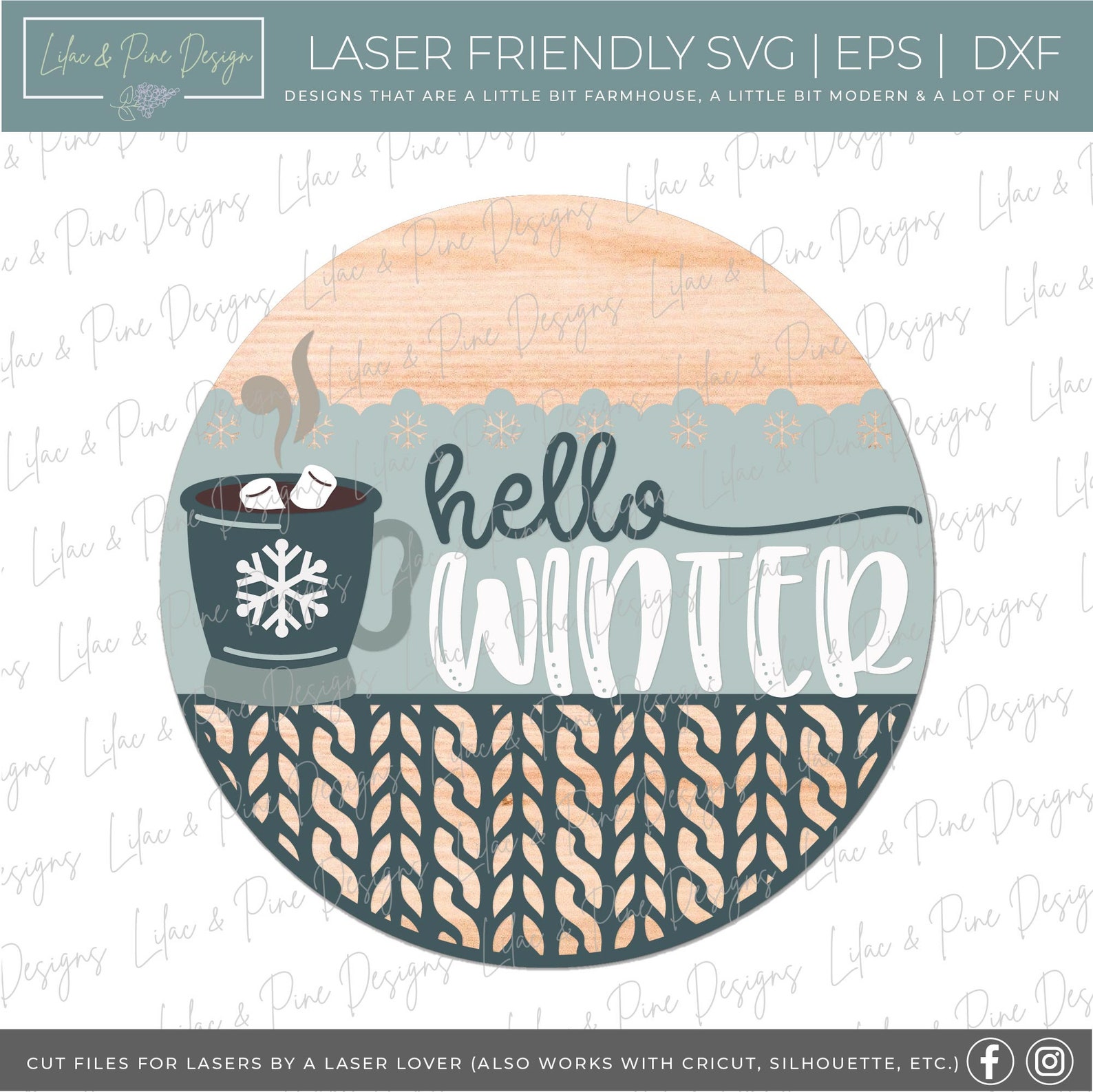 Hello Winter Sign SVG Winter Door Hanger Hot Cocoa Welcome - Etsy