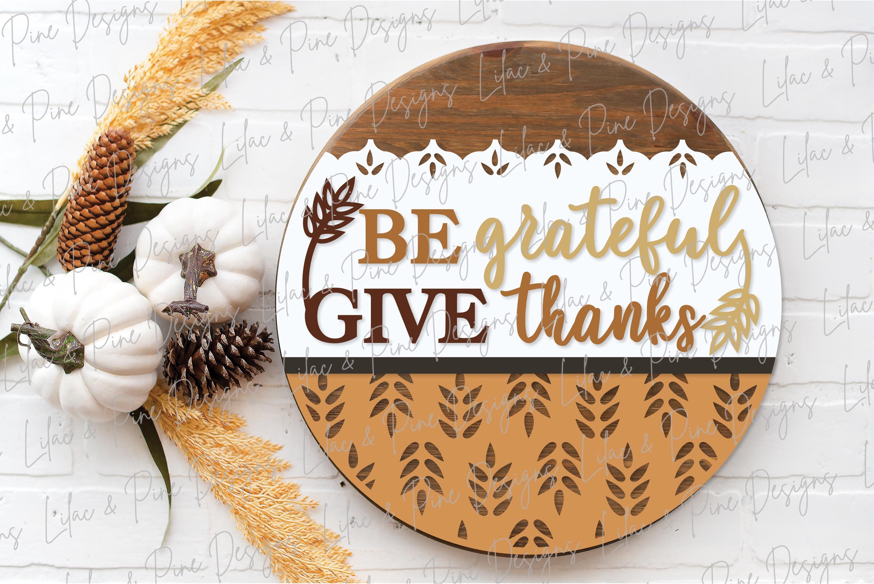 Thanksgiving Door Hanger SVG Give Thanks Sign SVG Grateful - Etsy
