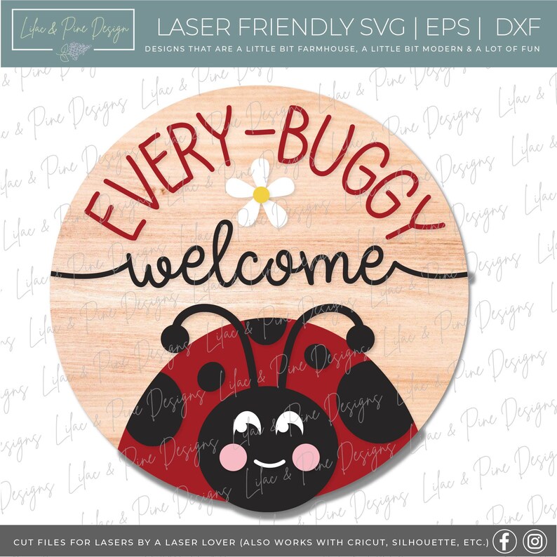 Ladybug Welcome Door Hanger SVG Ladybug Welcome Sign Ladybug - Etsy