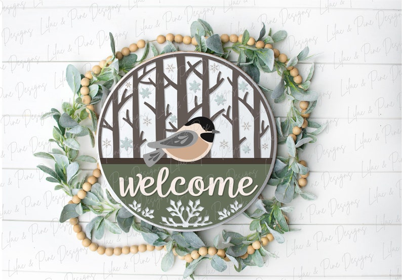 Chickadee Welcome SVG Winter Welcome Sign SVG Christmas Door - Etsy