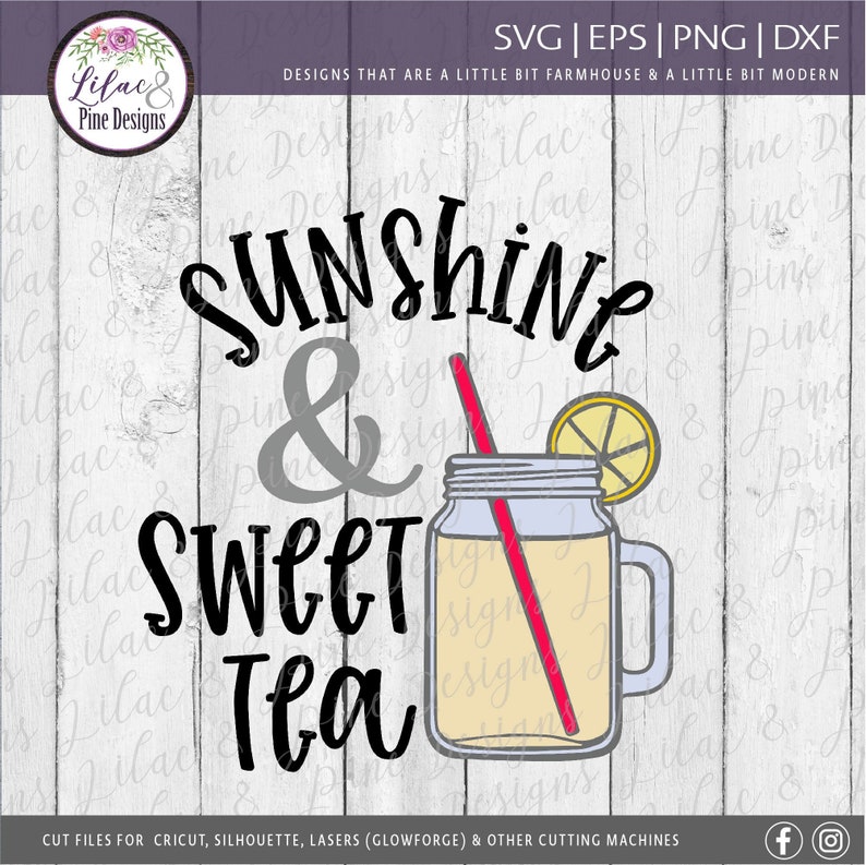 Sunshine and Sweet Tea SVG Mason Jar SVG Modern Farmhouse | Etsy