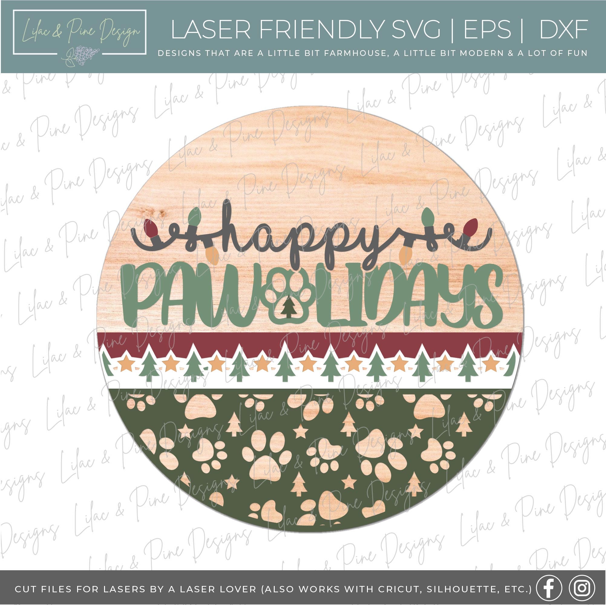 Christmas Sign SVG Happy Pawlidays SVG Christmas Door - Etsy