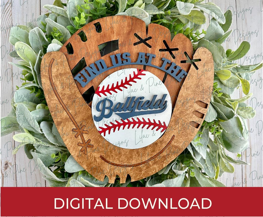 Find Us at the Ball Field SVG, Baseball Welcome Sign, Ball and Glove ...