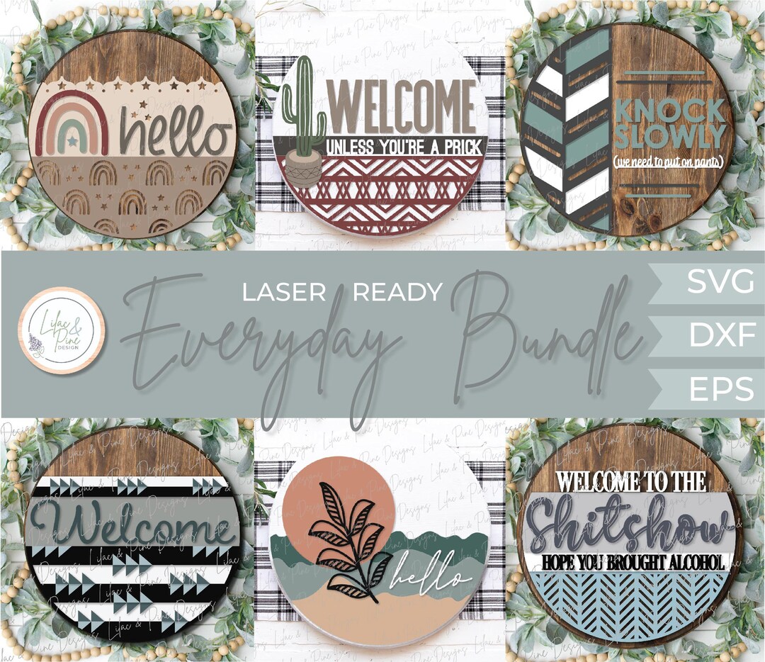 Boho Door Hanger Bundle Svg, Everyday Sign Bundle, Welcome Sign Bundle ...