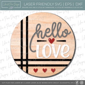 Hello Love Sign SVG, Valentine Door Hanger, Valentines Day Welcome Door ...