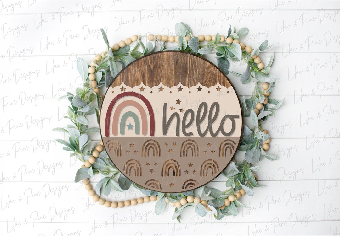 Boho Rainbow Sign SVG, Boho Door Hanger, Rainbow Welcome Sign SVG, Boho ...