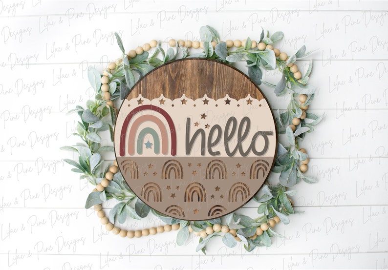 Boho Rainbow Sign SVG Boho Door Hanger Rainbow Welcome Sign - Etsy