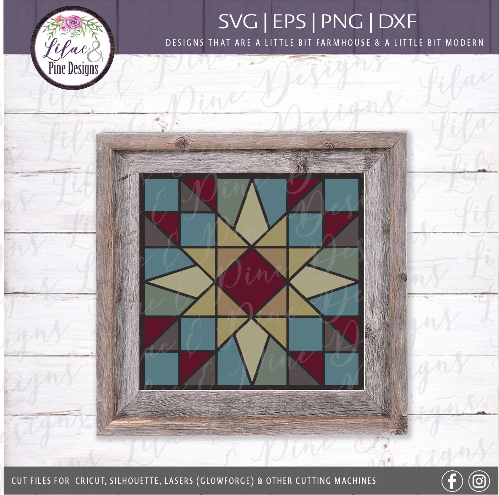 Barn Quilt Star SVG, Barn Quilt Square SVG, Mosaic Star SVG, Star Quilt ...