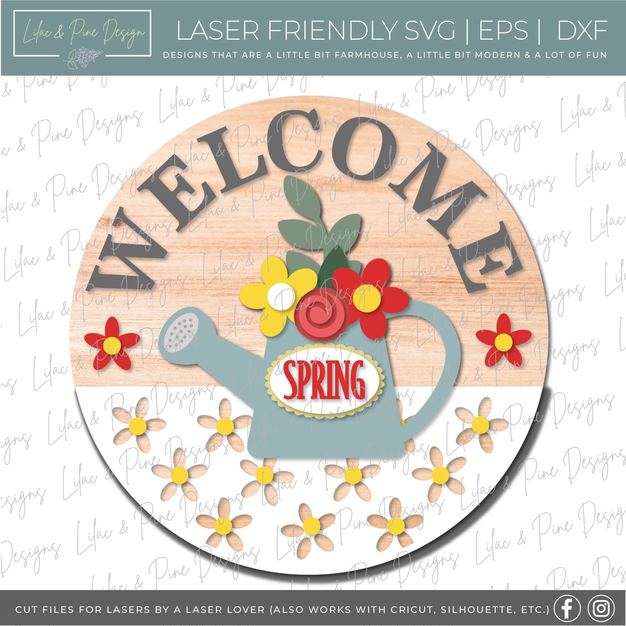 Welcome Spring Door Hanger SVG Spring Porch Sign Welcome - Etsy