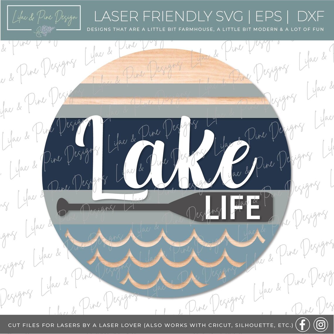 Lake Life Round Sign Summer Decor SVG Lake Sign SVG Round - Etsy