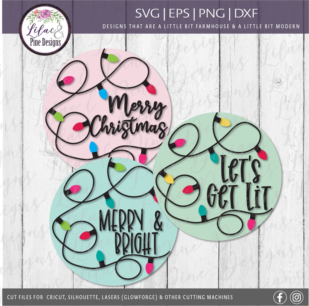 Christmas Sign Bundle, Merry and Bright SVG, Merry Christmas, Lets Get ...