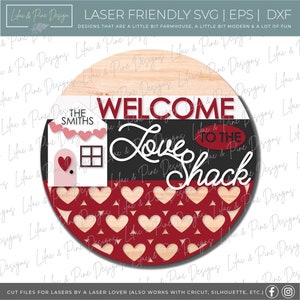 Love Shack Door Round SVG, Valentine Welcome Sign SVG, Personalized ...