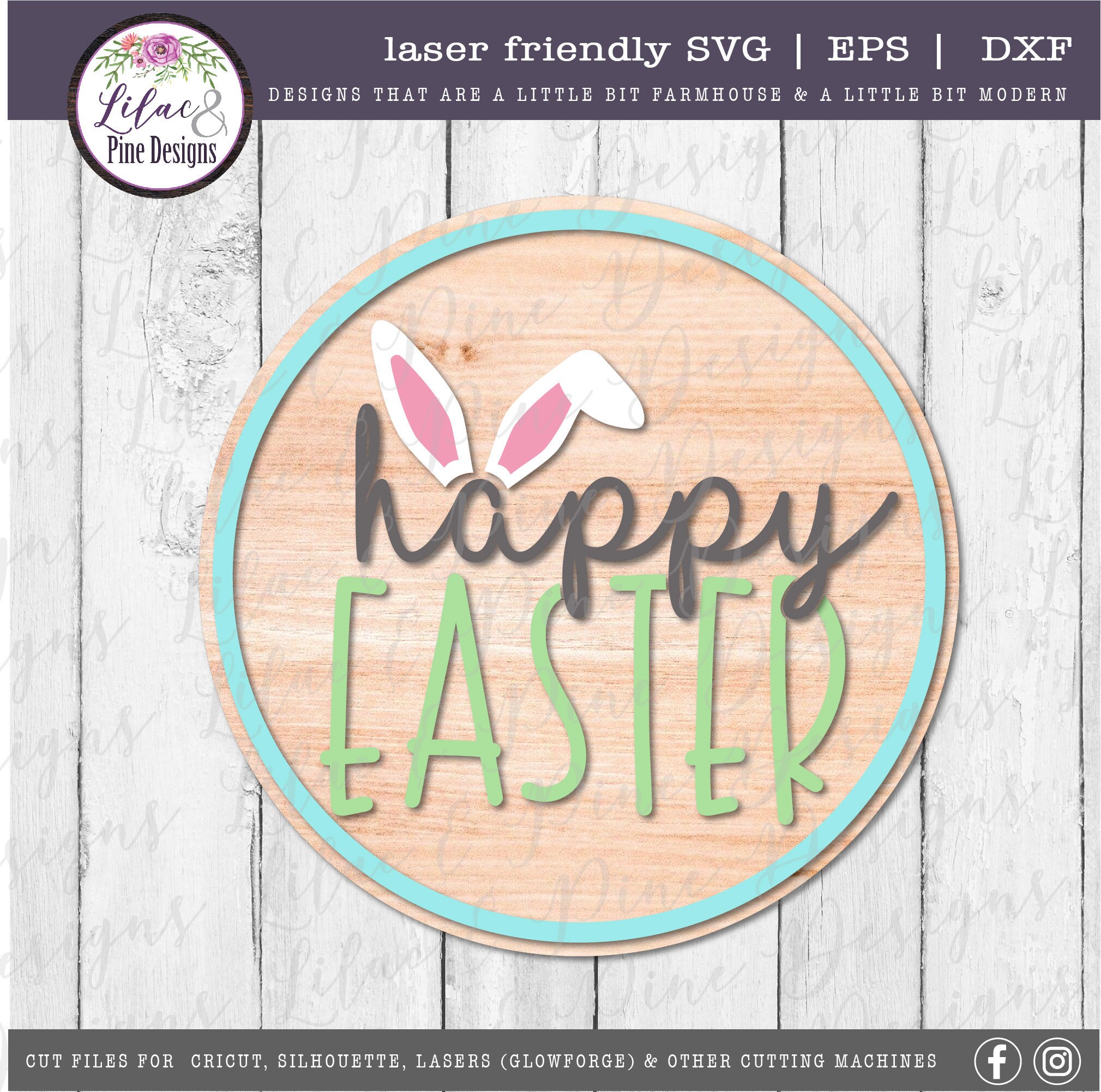 Happy Easter Round SVG Easter Sign SVG Easter Bunny Svg - Etsy