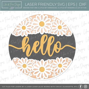 Daisy Hello Sign SVG, Daisy Door Hanger SVG, Summer Floral Welcome SVG ...