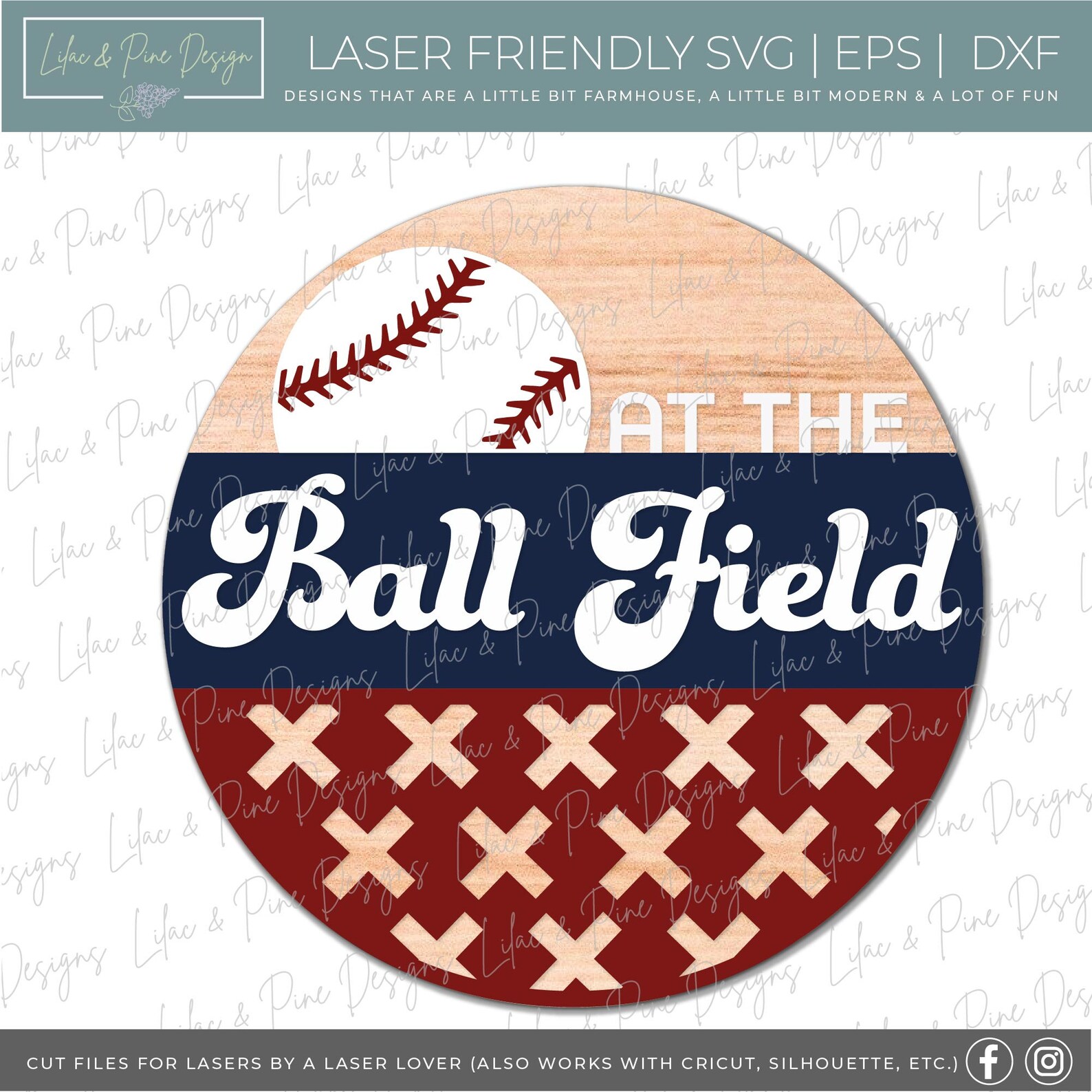 At the Ball Field Round Sign, Summer Decor SVG, Baseball Sign SVG ...