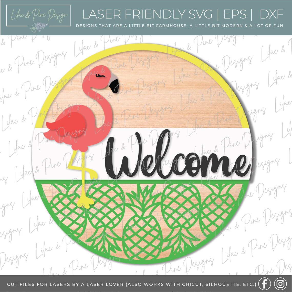 Flamingo Pineapple Welcome Sign, Summer Sign, Summer Door Decor ...