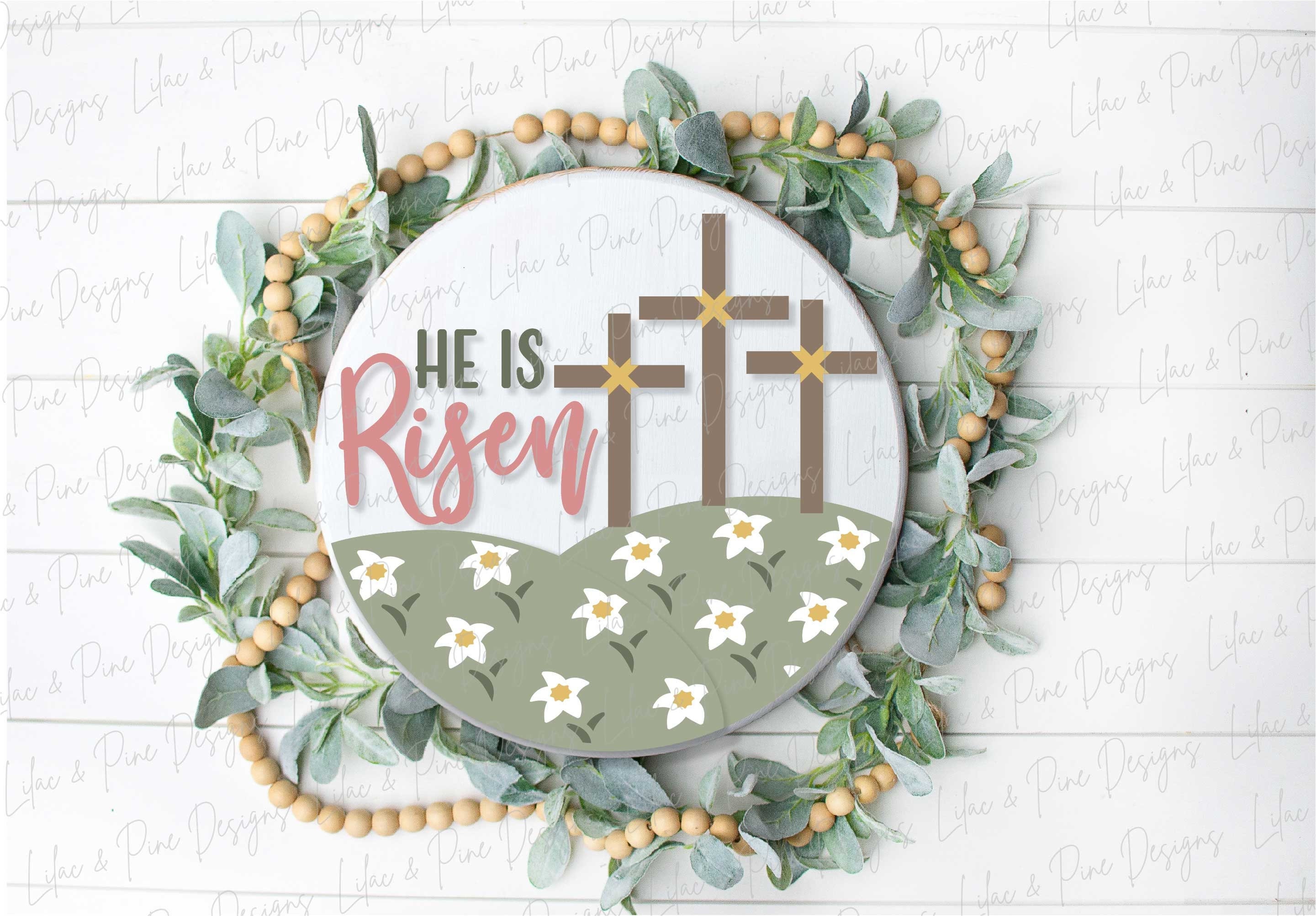 Easter Door Hanger SVG He is Risen Door Hanger Easter Cross - Etsy