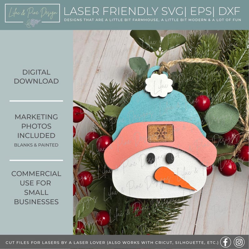 Christmas Ornament SVG, Snowman Name Ornament SVG, Ornament Kit Svg ...