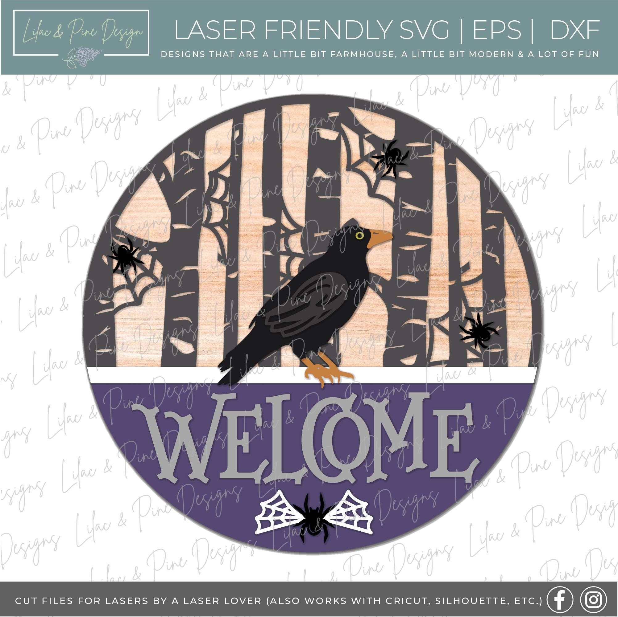 Halloween Crow Sign Halloween Door Hanger SVG Spooky Forest - Etsy