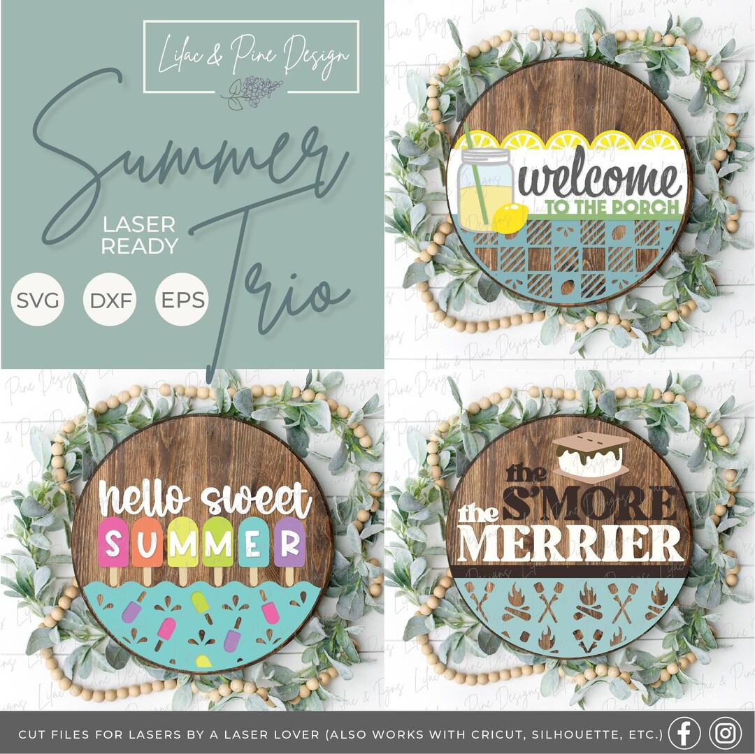 Summer Sign Bundle, Summertime Door Hanger SVG, Lemonade Welcome Sign ...