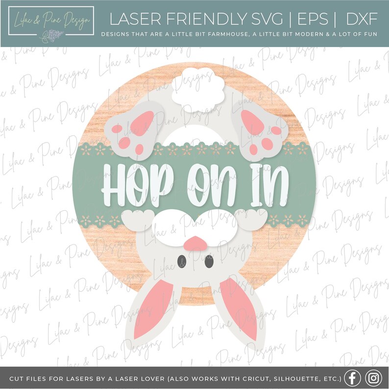 Hop on in Sign SVG, Bunny Welcome Sign SVG, Easter Bunny Door Hanger ...