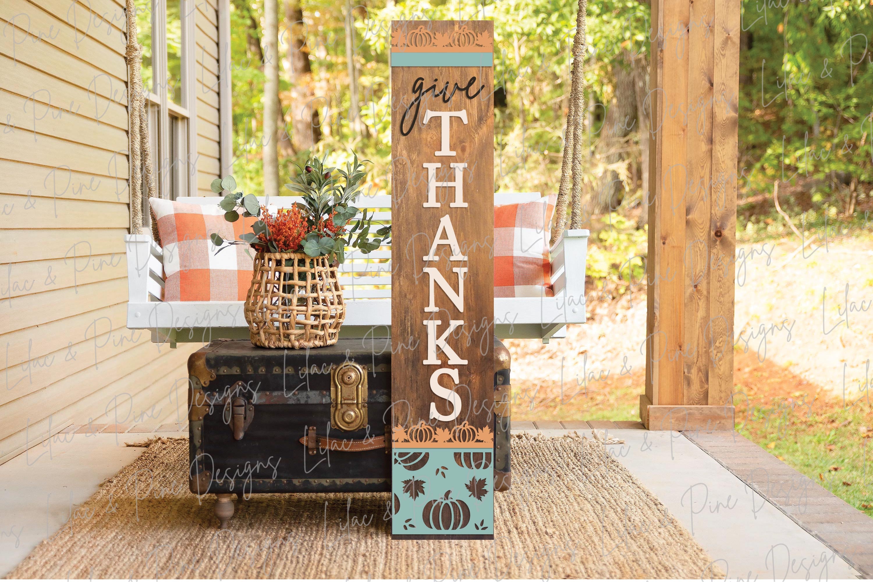Give Thanks Porch Sign SVG, Thanksgiving Welcome Sign SVG, Thanksgiving ...