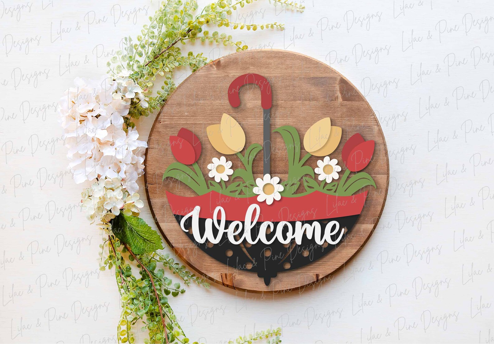 Spring Welcome Sign SVG Umbrella Door Hanger Umbrella - Etsy