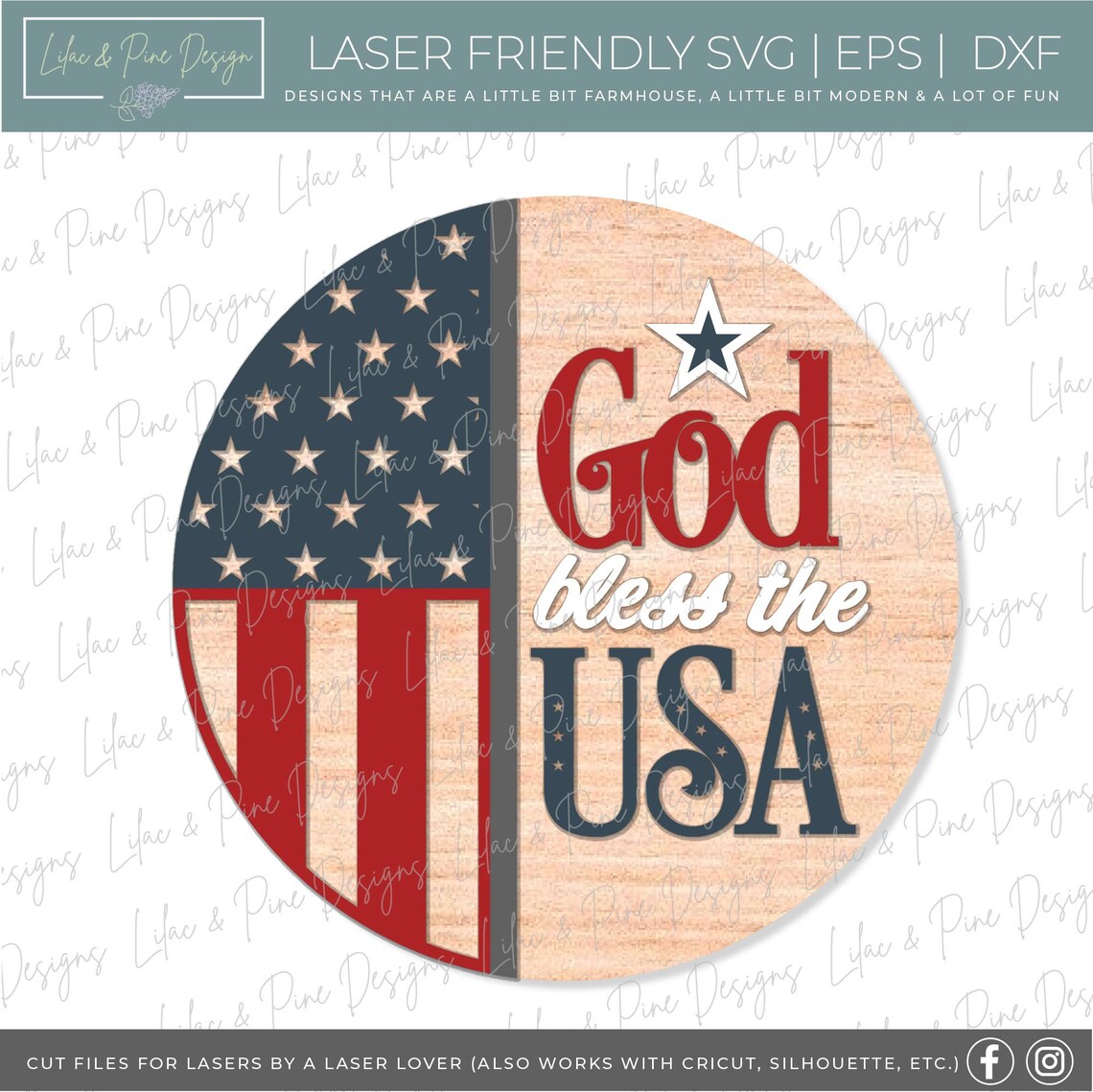 God Bless the USA Sign, Fourth of July Welcome Sign SVG, Patriotic Door ...