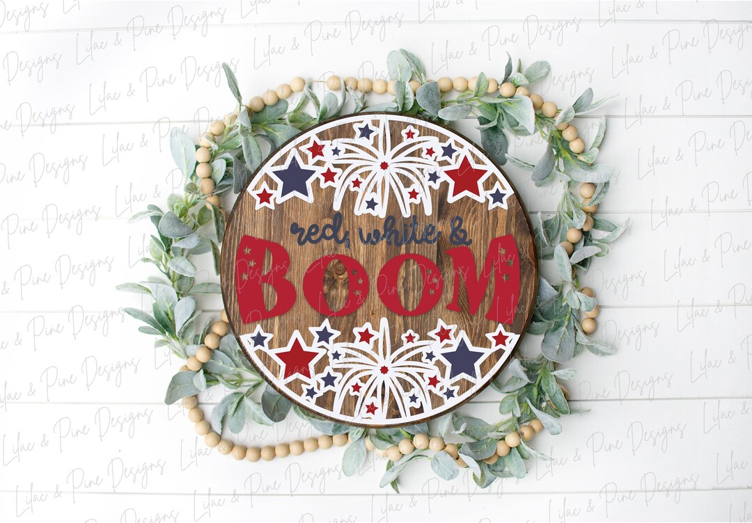 Red White and Boom SVG, Firework Welcome Sign SVG, 4th of July Door ...