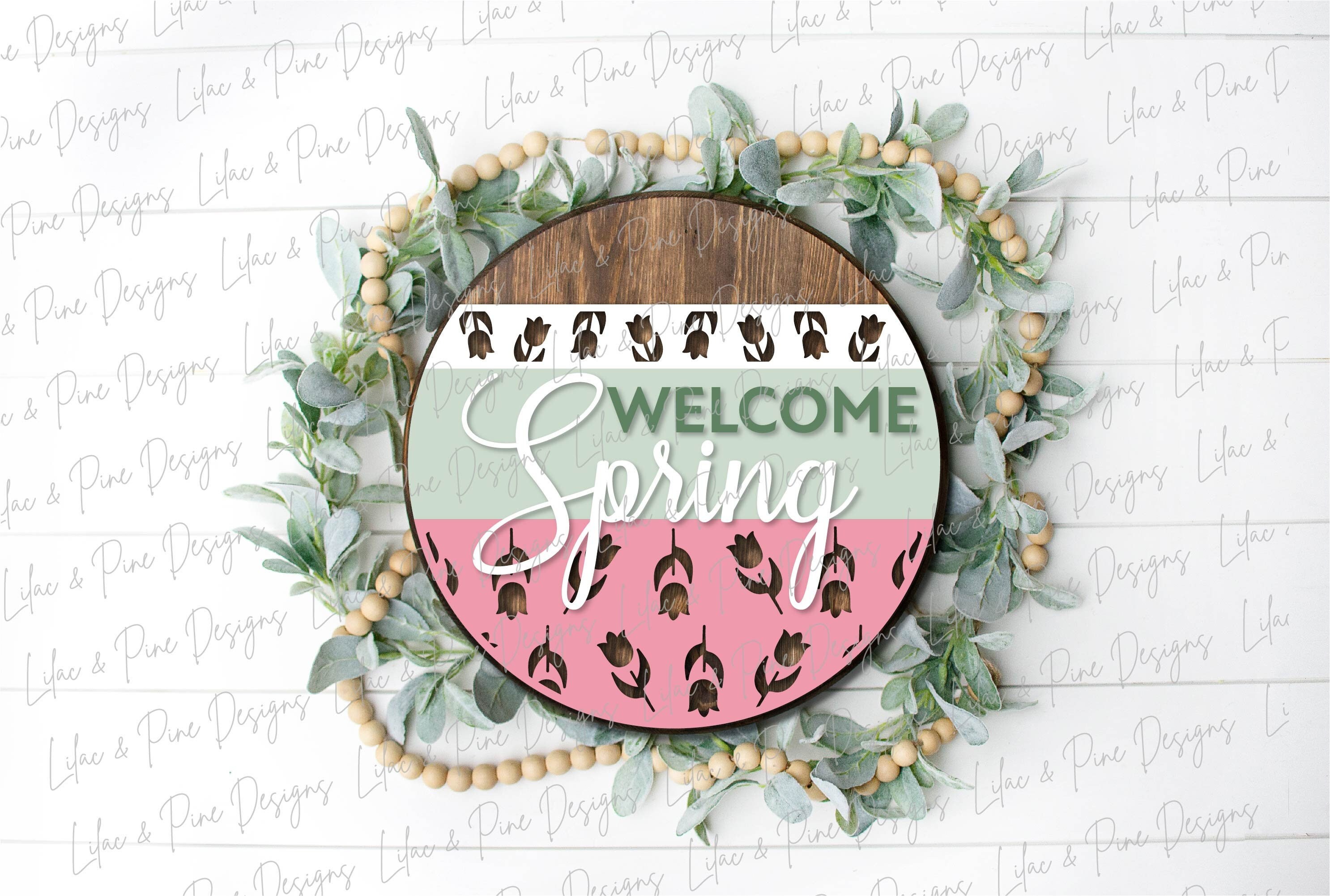 Spring Welcome Door Hanger Welcome Spring Sign SVG Tulip - Etsy