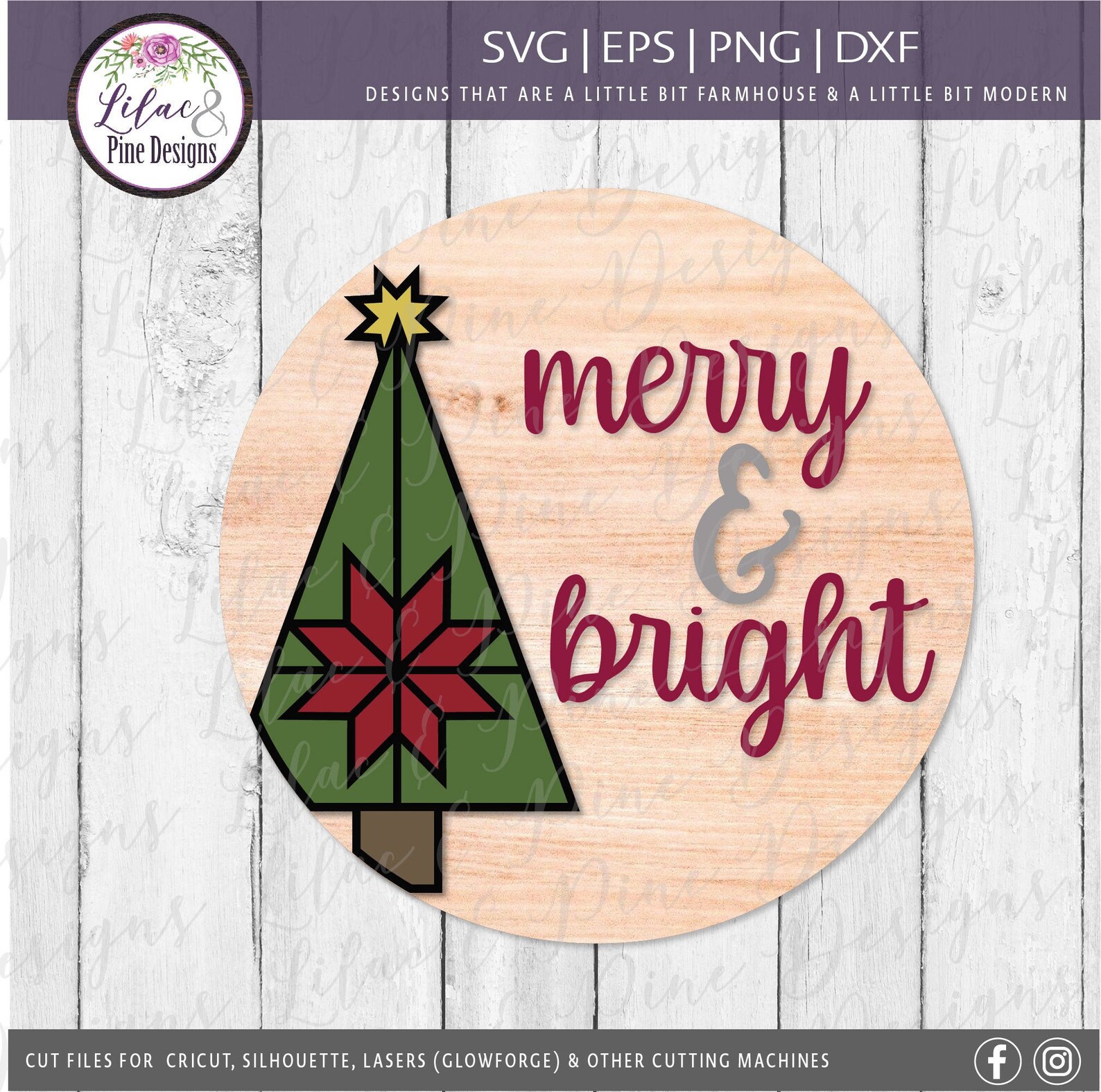 Christmas Tree Round SVG Barn Quilt Christmas Tree SVG | Etsy