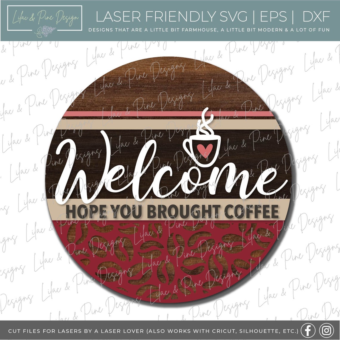 Welcome Coffee Sign SVG, Welcome Door Hanger, Coffee Door Round Svg ...