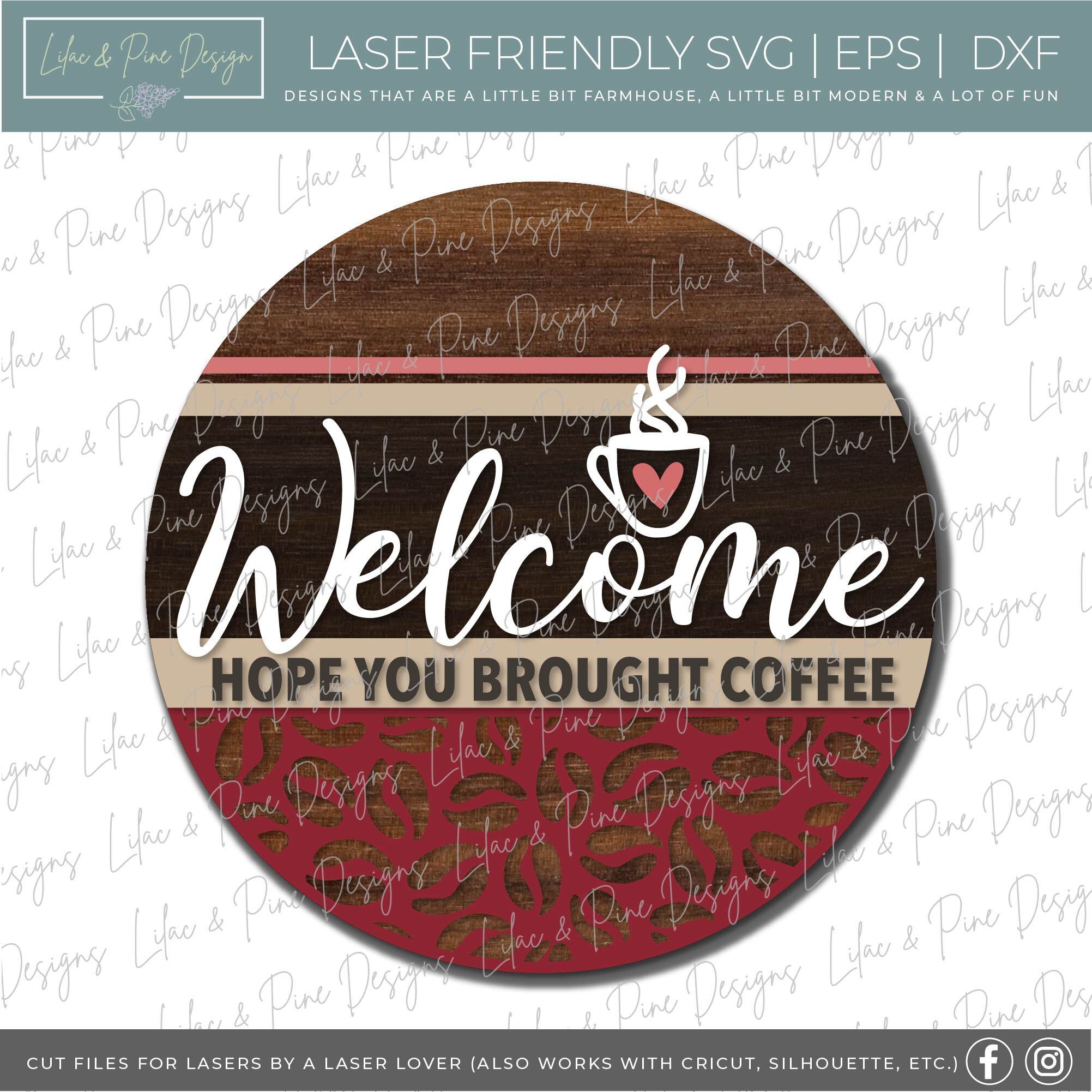 Welcome Coffee Sign SVG Welcome Door Hanger Coffee Door - Etsy