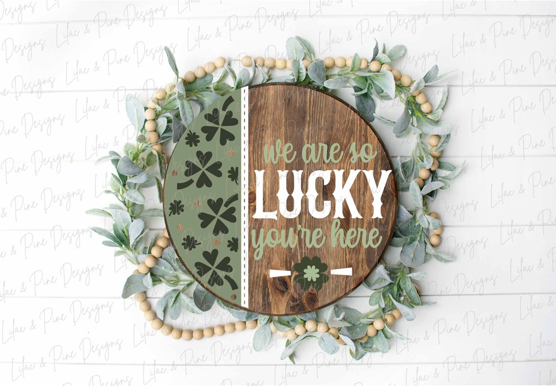 Lucky Sign SVG St Patricks Day Door Hanger Shamrock Welcome - Etsy