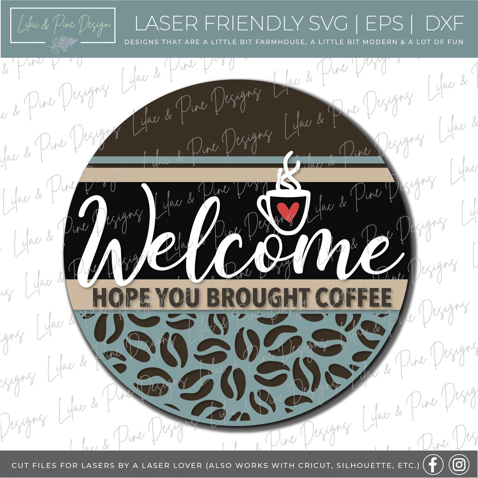 Welcome Coffee Sign SVG, Welcome Door Hanger, Coffee Door Round Svg ...