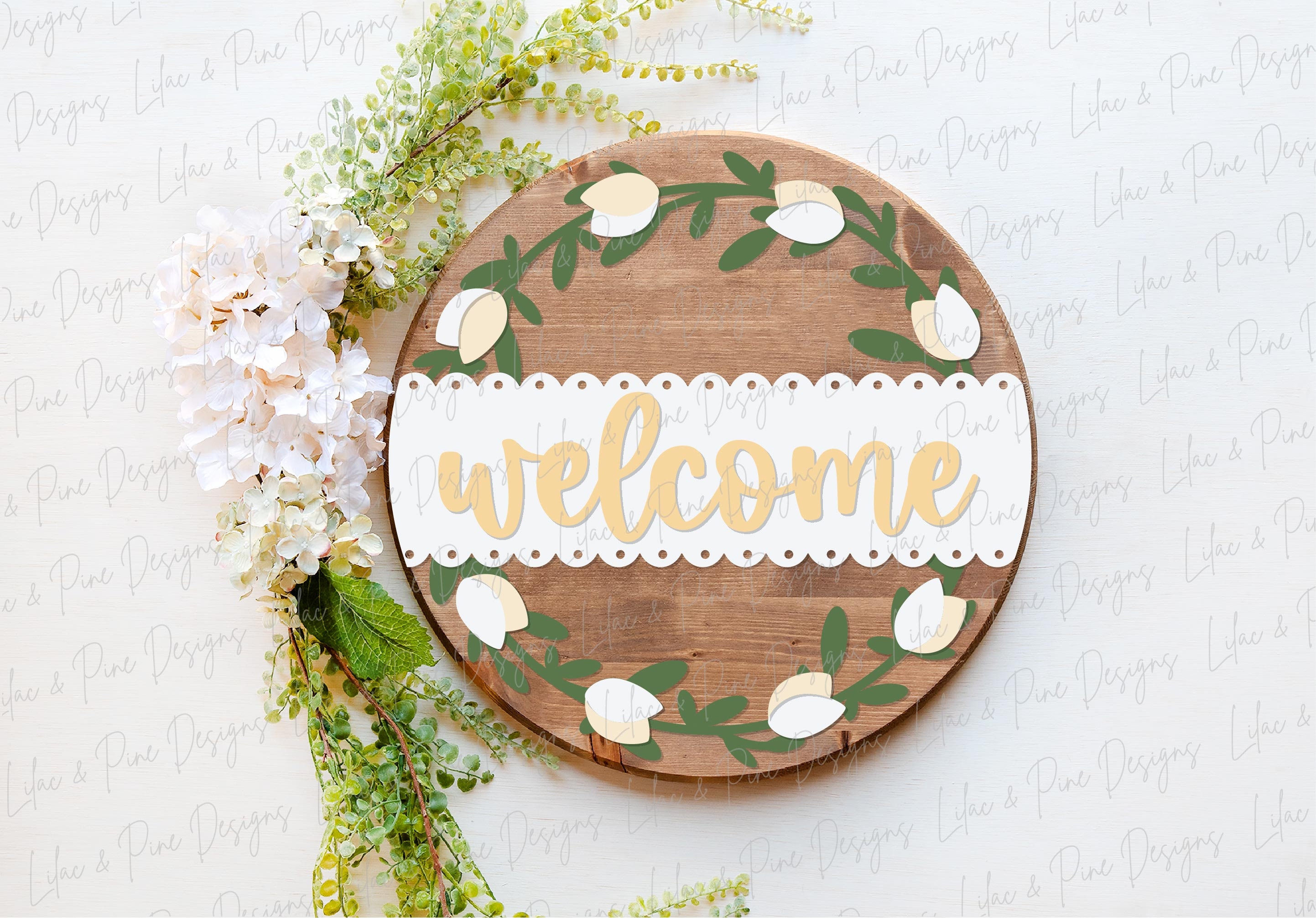 Spring Tulip Welcome Sign SVG, Tulip Door Hanger, Flower Welcome SVG ...