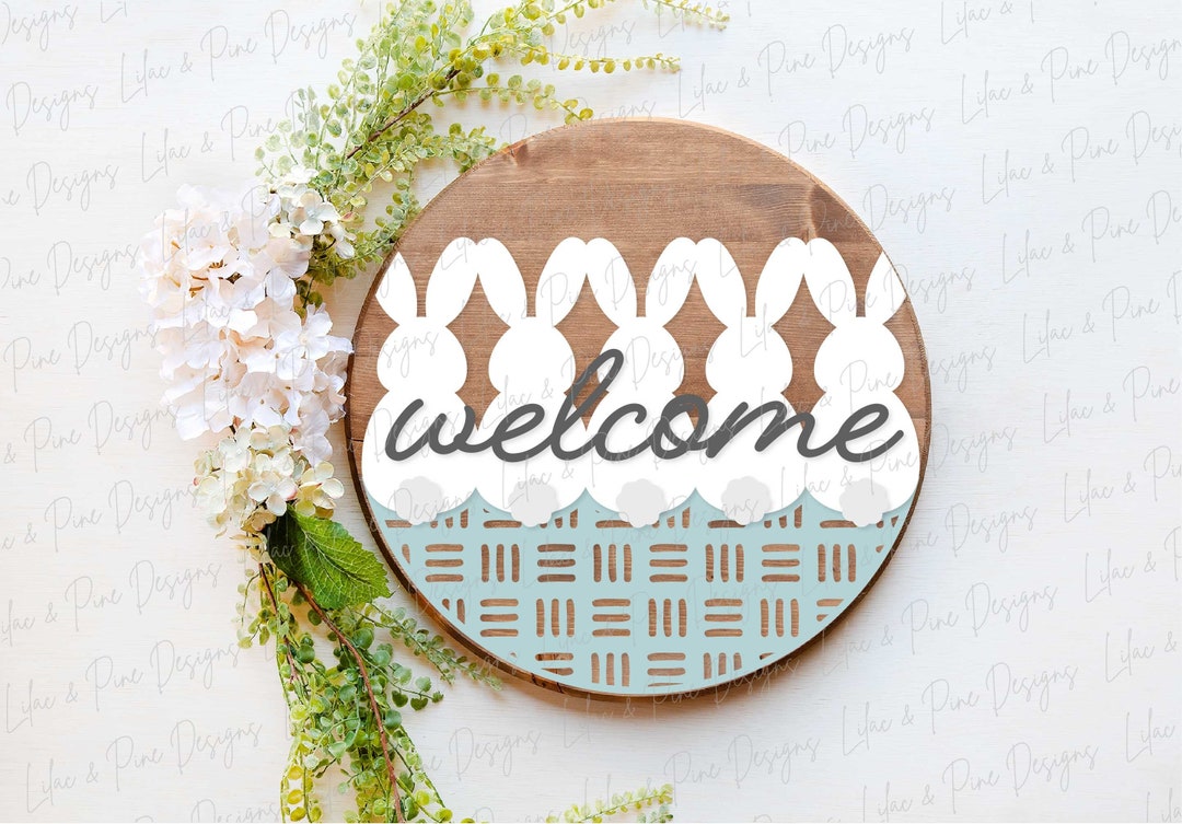 Easter Welcome Sign SVG, Bunny Door Hanger, Spring Welcome, Easter Wall ...