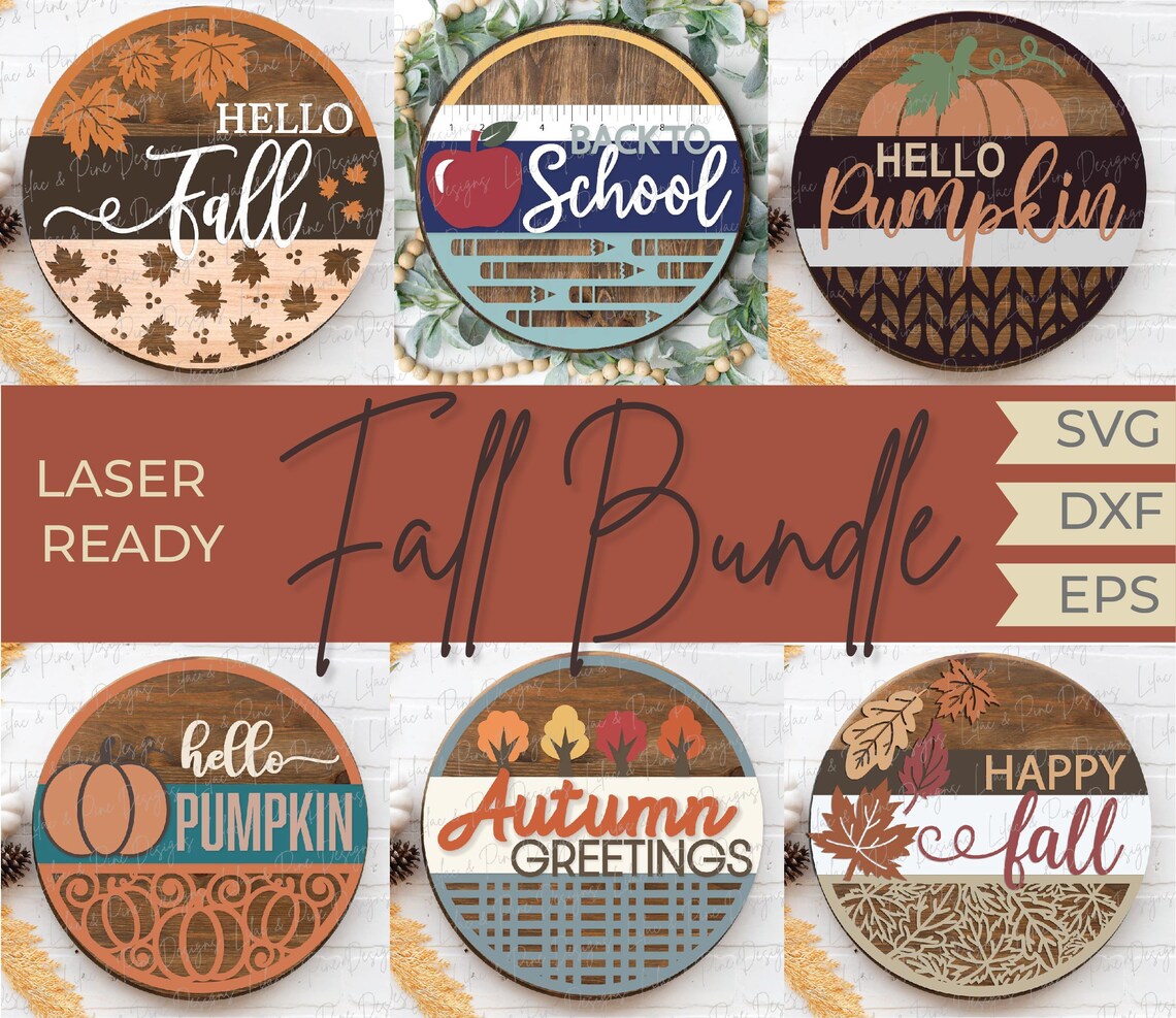 Fall Welcome Sign Bundle Fall Door Hanger Bundle SVG Hello - Etsy