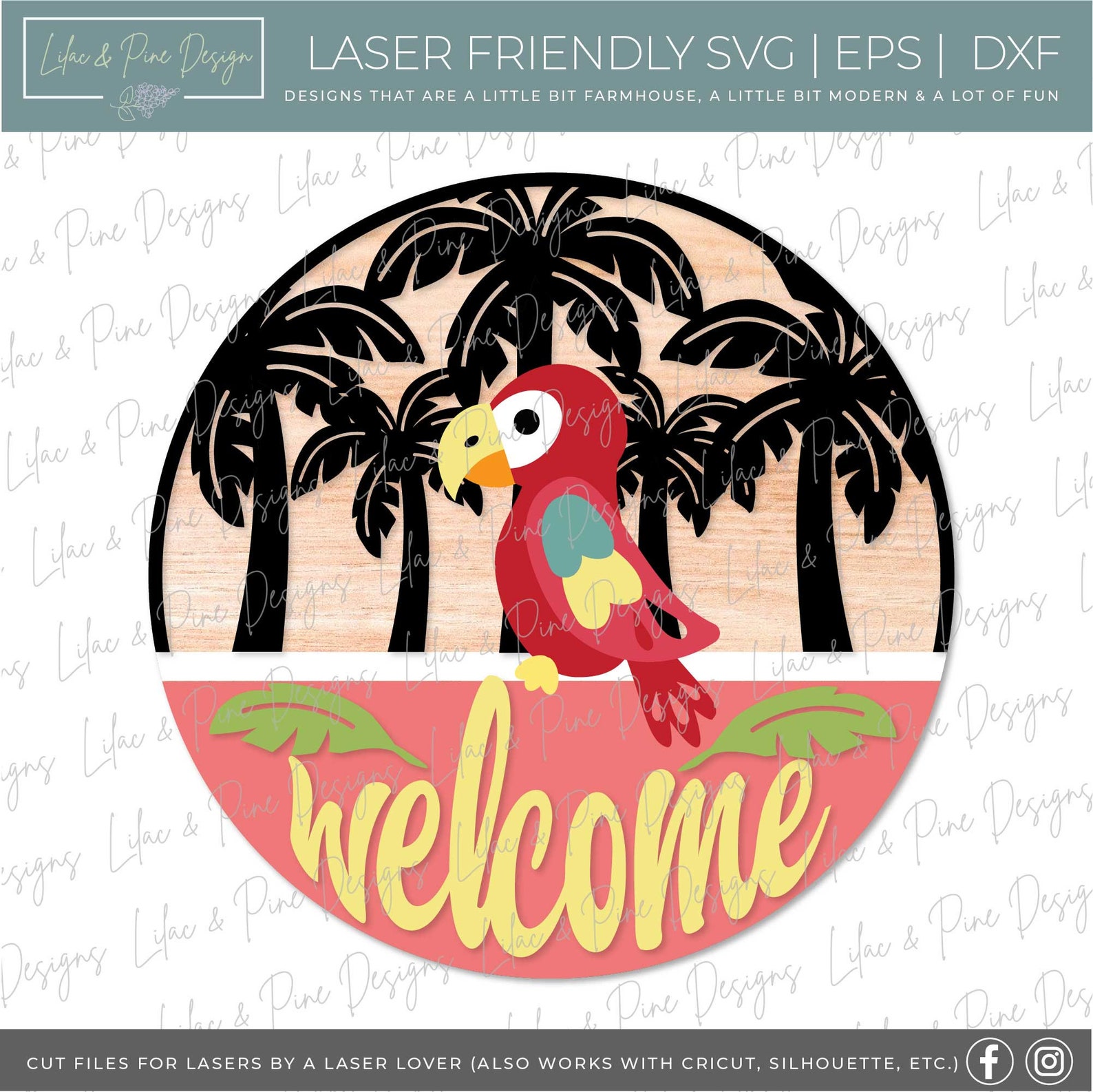 Parrot Welcome Sign SVG, Summer Door Hanger SVG, Tropical Decor Svg ...